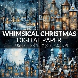 20 Printable Watercolor Christmas Houses Landscapes Scenes, Digital ...