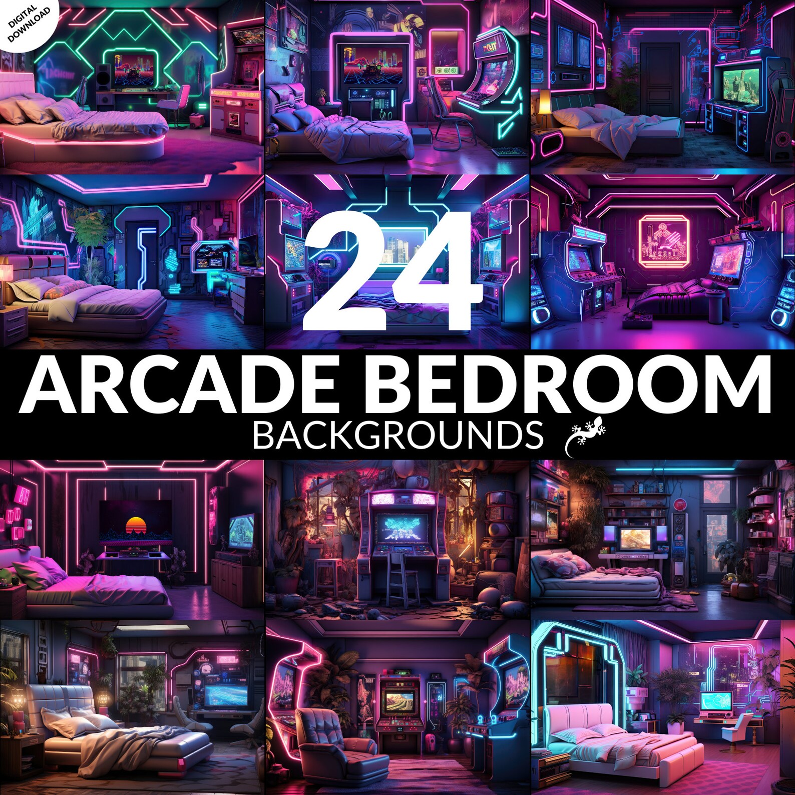 Vtuber Backgrounds Bundle, 122 Arcade Vibe Anime Vtuber Twitch Zoom ...