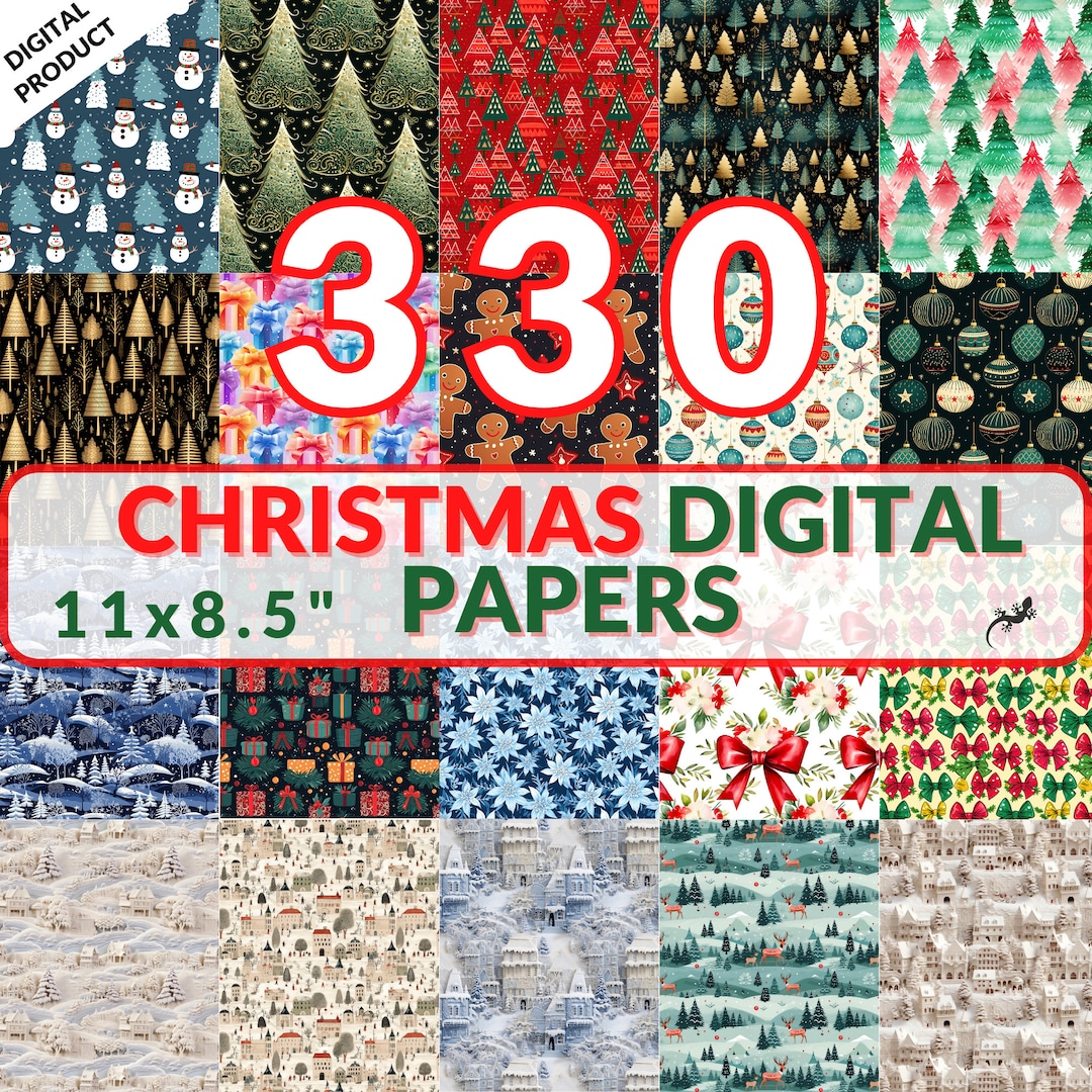 330 Christmas Digital Paper Bundle, Christmas Print Digital Paper ...