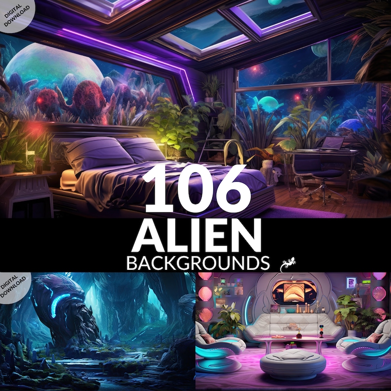 Vtuber Backgrounds Bundle, 106 Alien Sci-fi Anime Vtuber Twitch Zoom ...