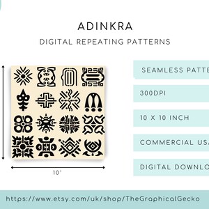 12 African Adinkra Inspired Seamless Digital Pattern Bundle, African ...