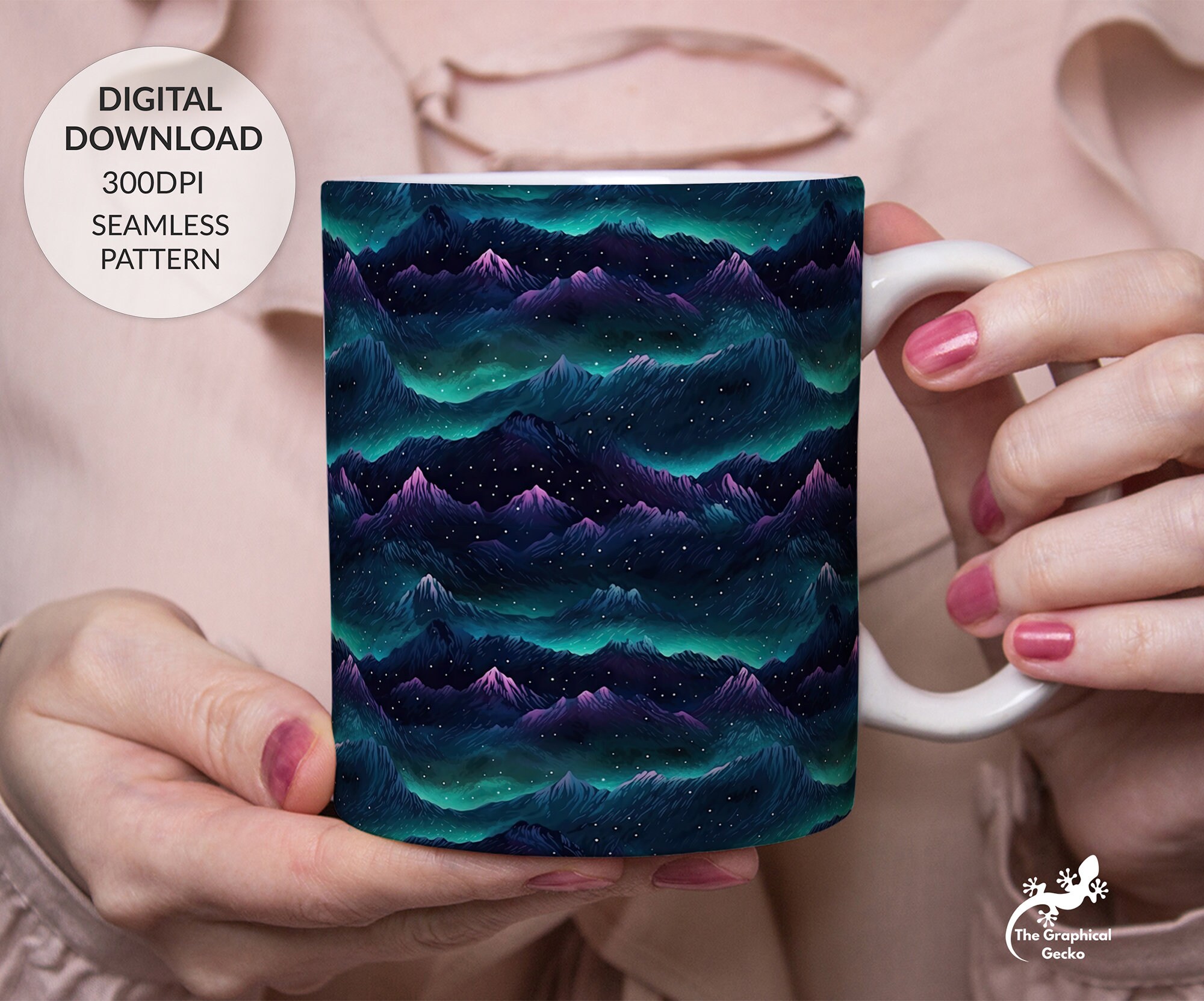 Seamless Digital Pattern, Night Sky Seamless Pattern, Mountain ...