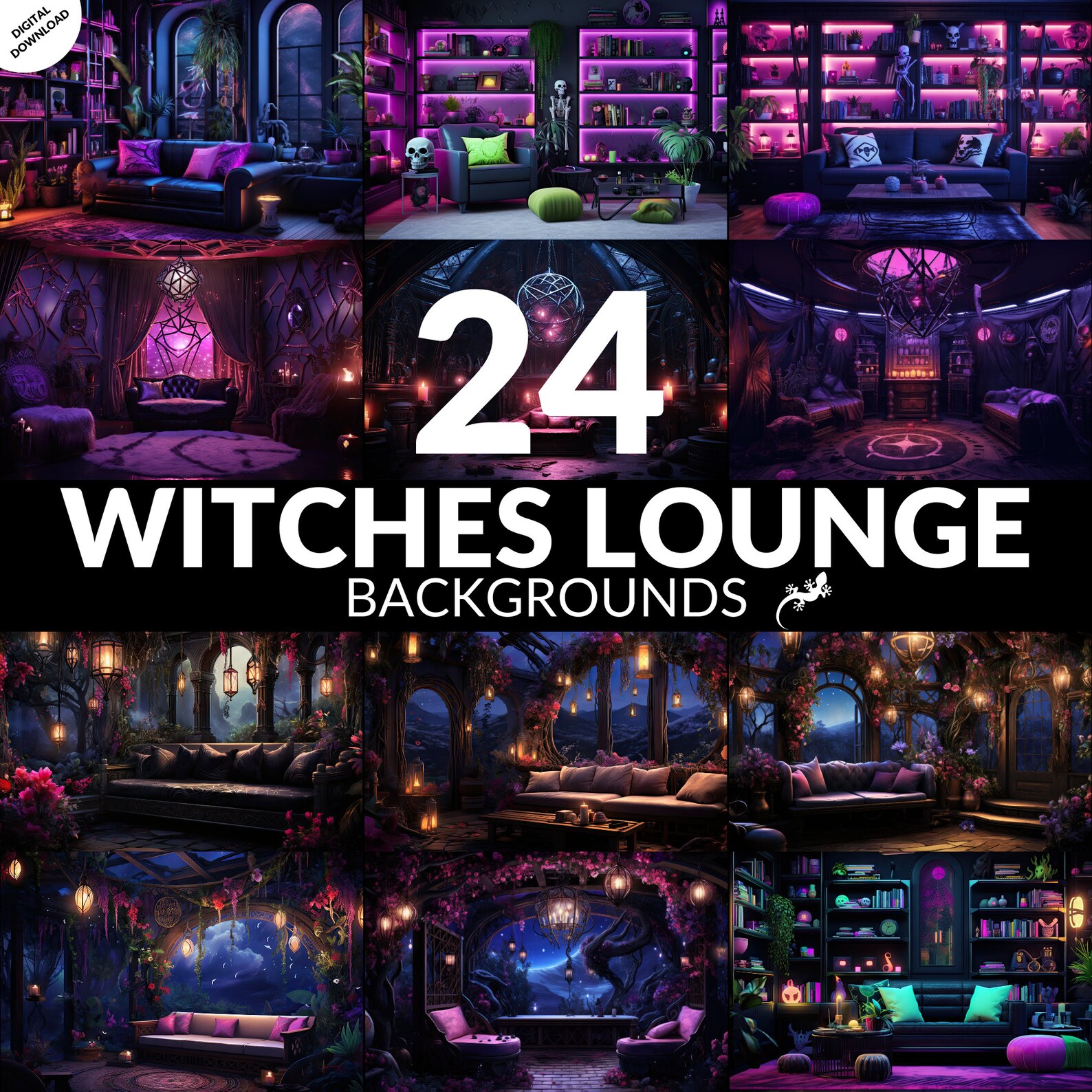 Vtuber Backgrounds Bundle, 200 Witch Gothic Anime Vtuber Twitch Zoom ...