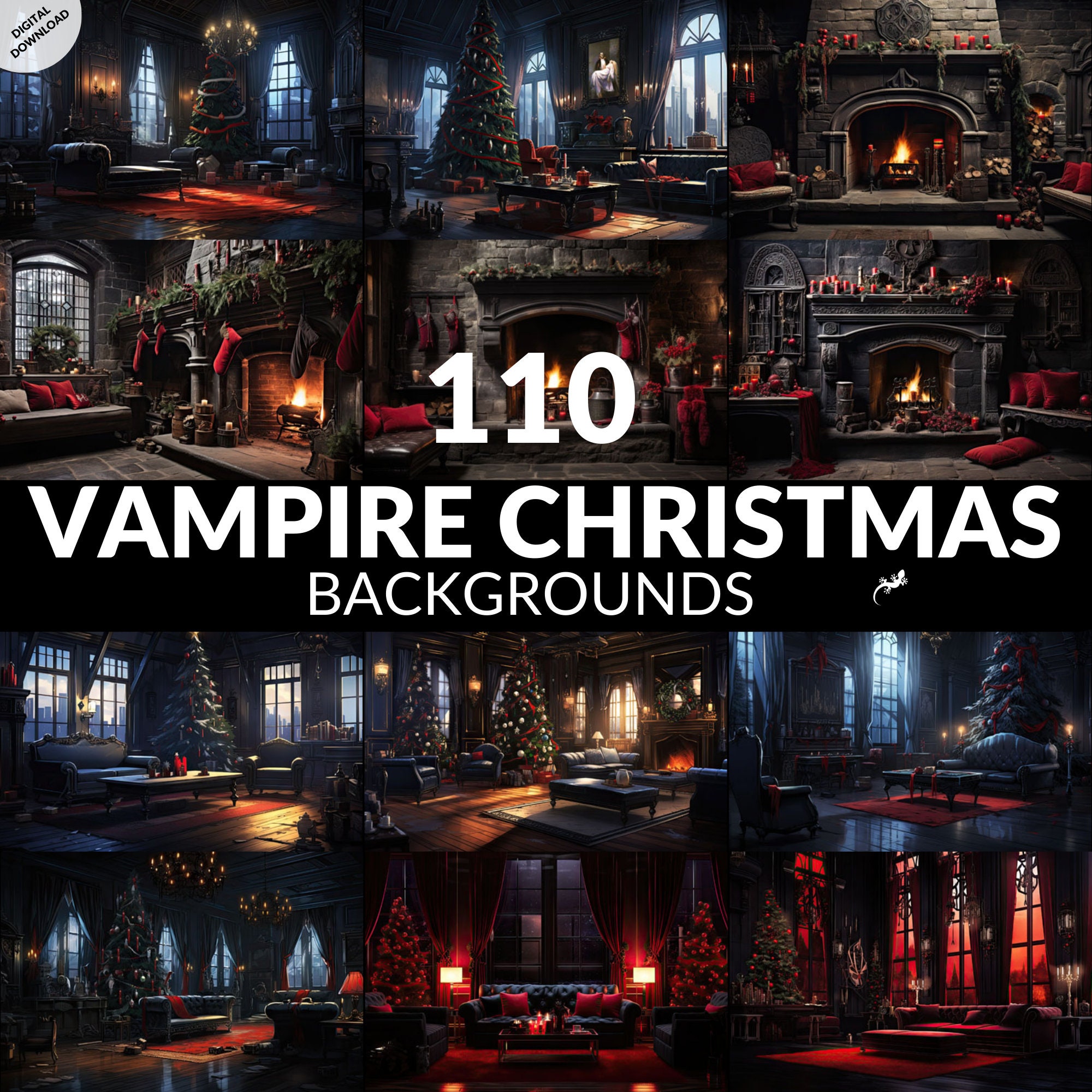 110 Vampire Christmas Mega Bundle Vtuber Backgrounds, Gothic Vampire ...