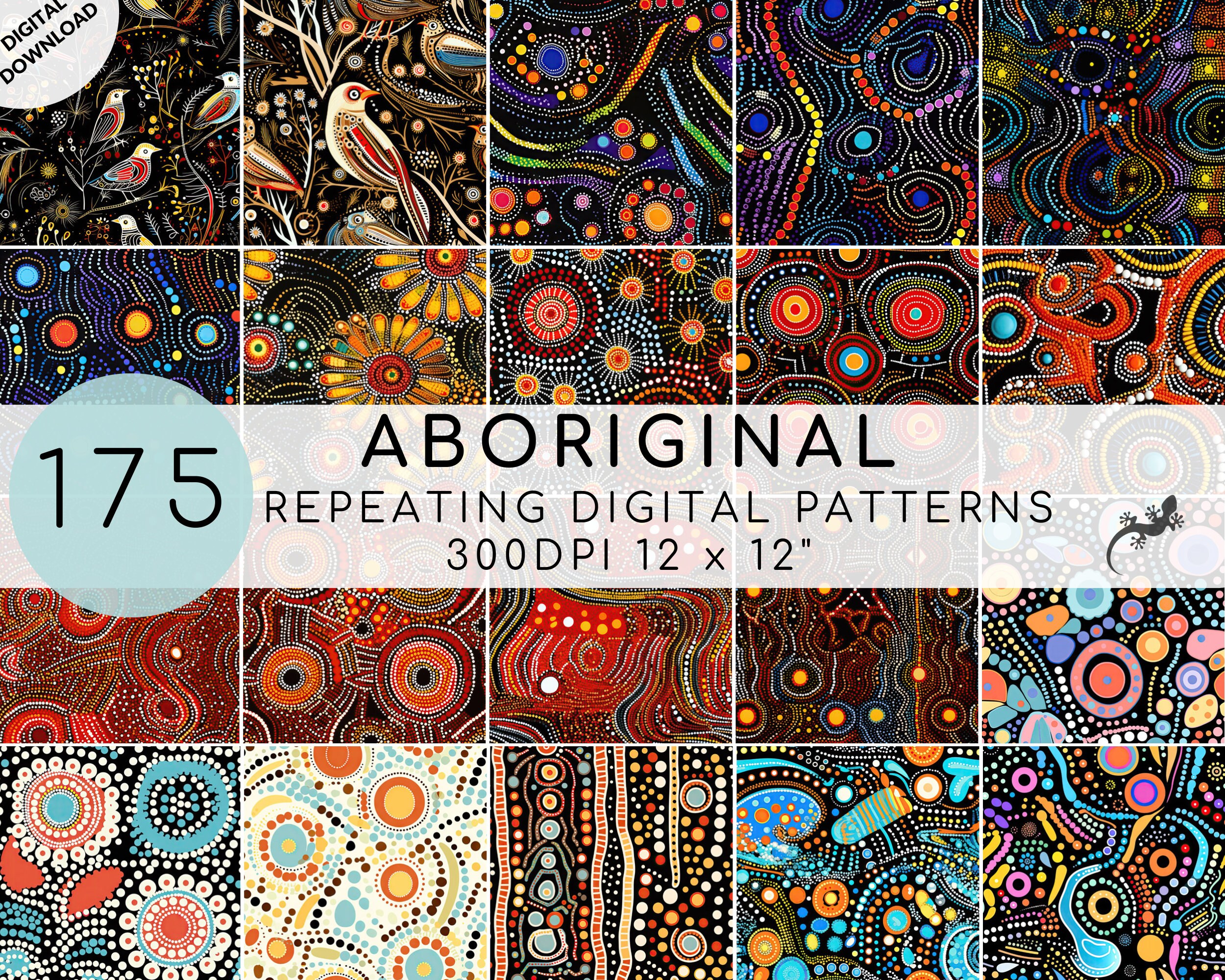 175 Aboriginal Art Inspired Seamless Pattern Bundle, Australian ...