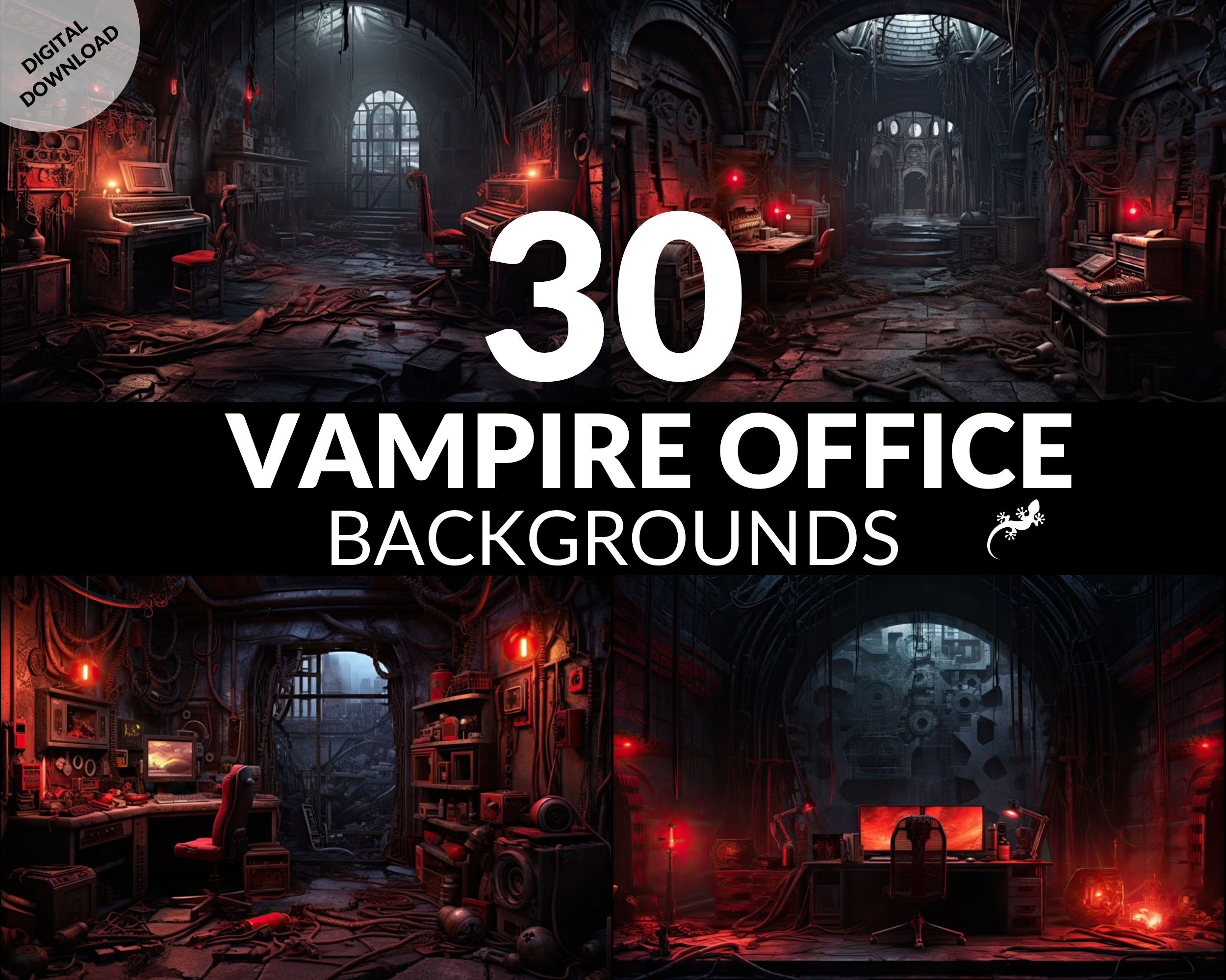 30 Vampire Office Vtuber Backgrounds, Gothic Stream Backgrounds, Twitch ...