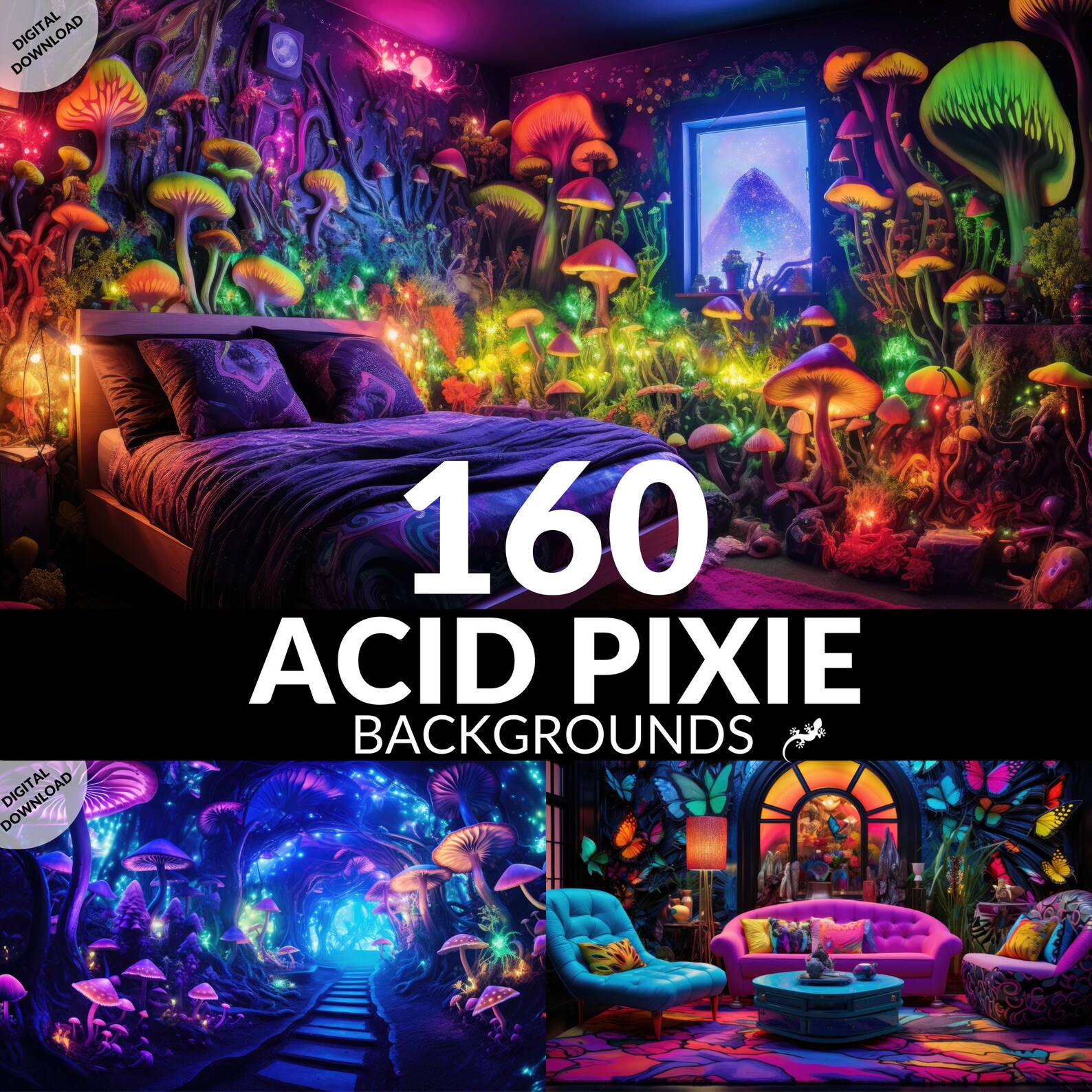 Vtuber Backgrounds Bundle, 160 Acid Pixie Vtuber Twitch Zoom Digital ...