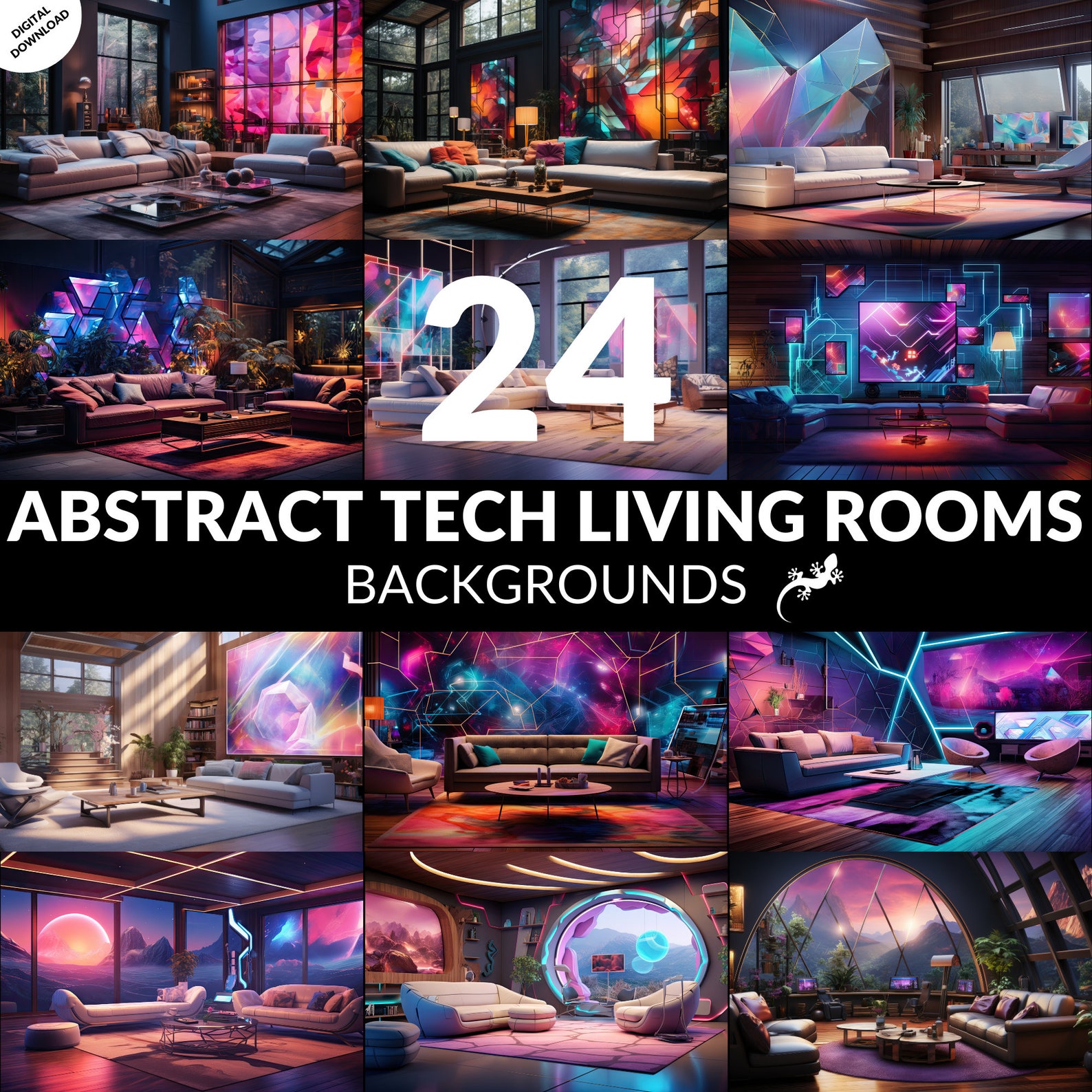 98 Scifi Futuristic Streamer Backgrounds Bundle, Abstract Tech ...