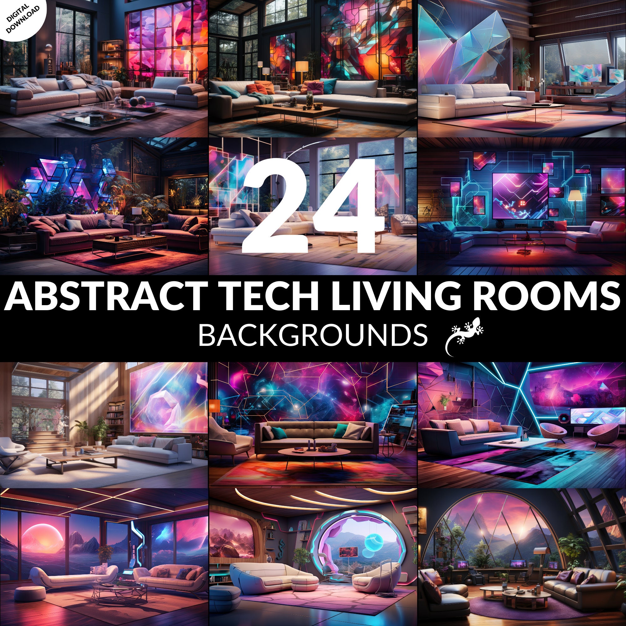 Vtuber Backgrounds Bundle, 98 X Abstract Vtuber Tech Twitch Zoom ...