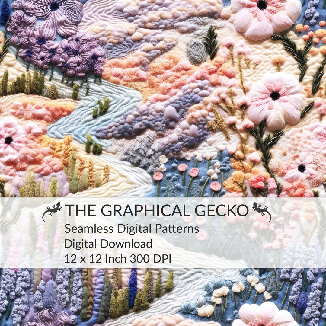 3D Seamless Digital Pattern, Spring Summer Meadow Repeatable Pattern ...