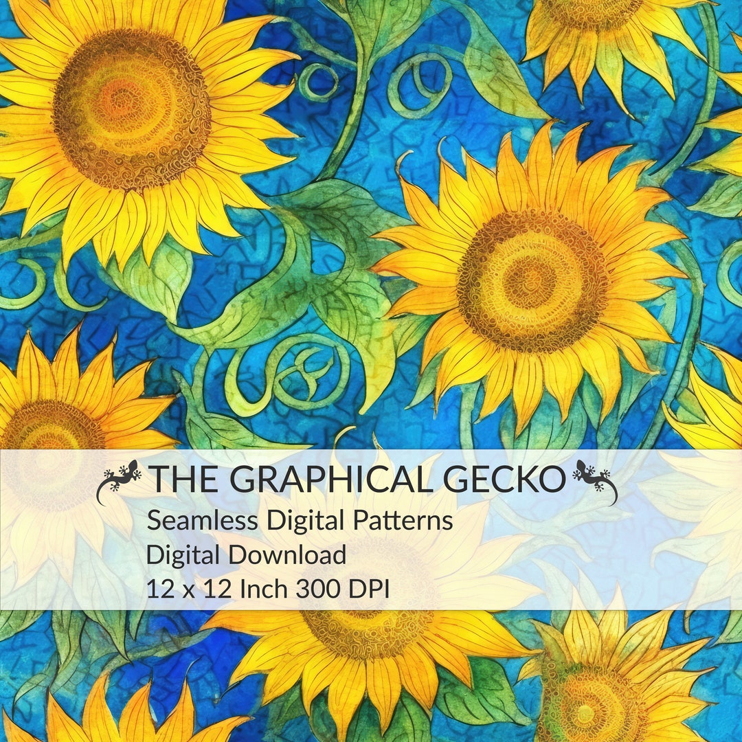 Seamless Digital Pattern, Sunflower Seamless Pattern, Summer Sunflower ...