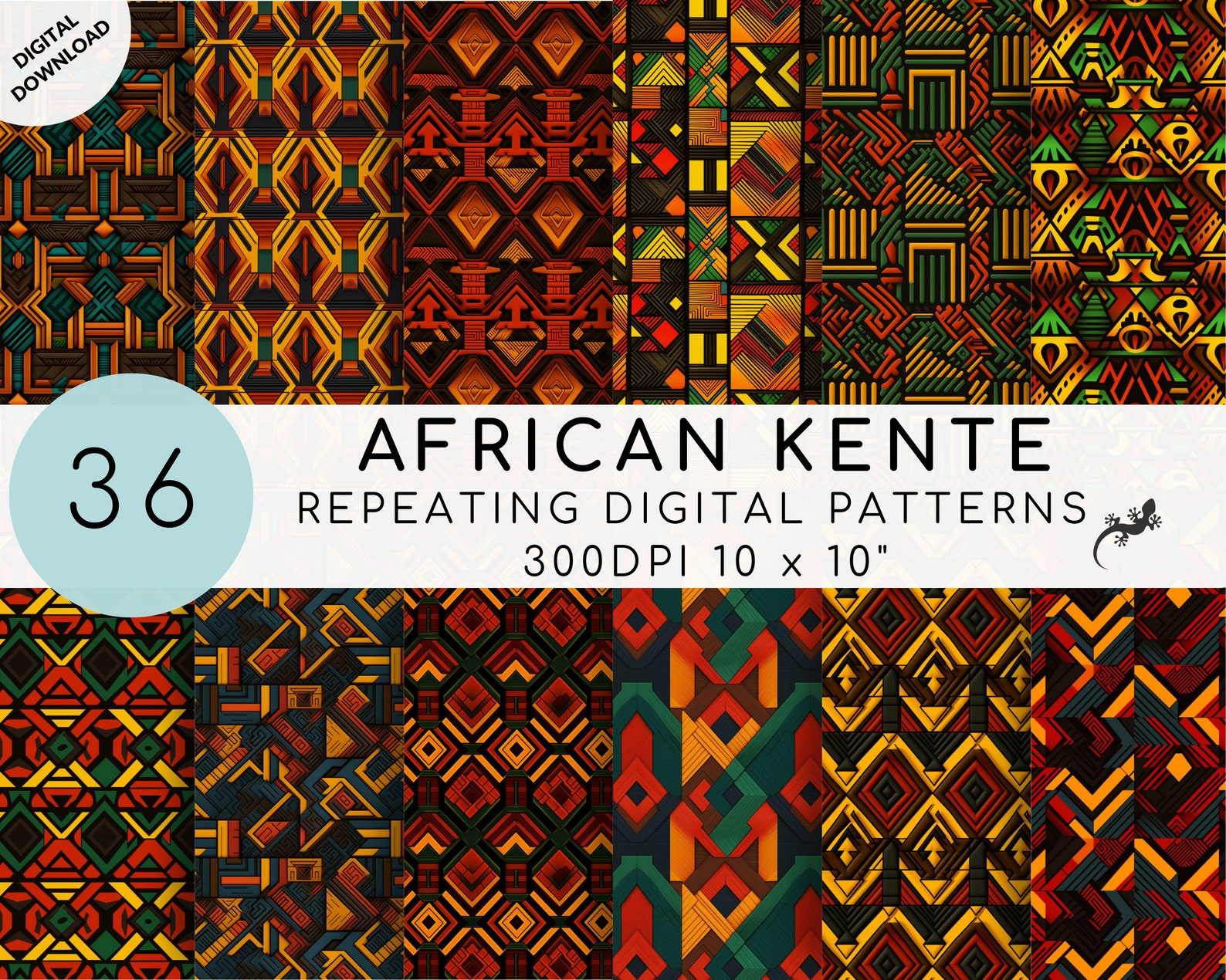 36 African Kente Inspired Seamless Digital Pattern Bundle, African ...