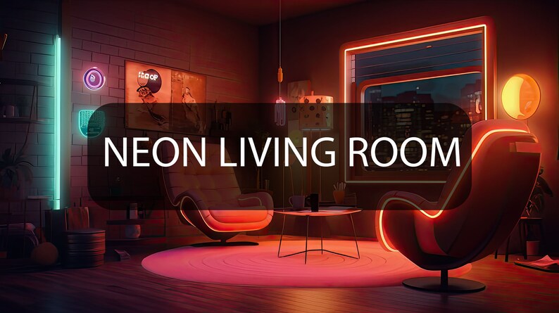 Neon Living Room Vtuber Backgrounds Bundle, Stream Backgrounds, Twitch ...