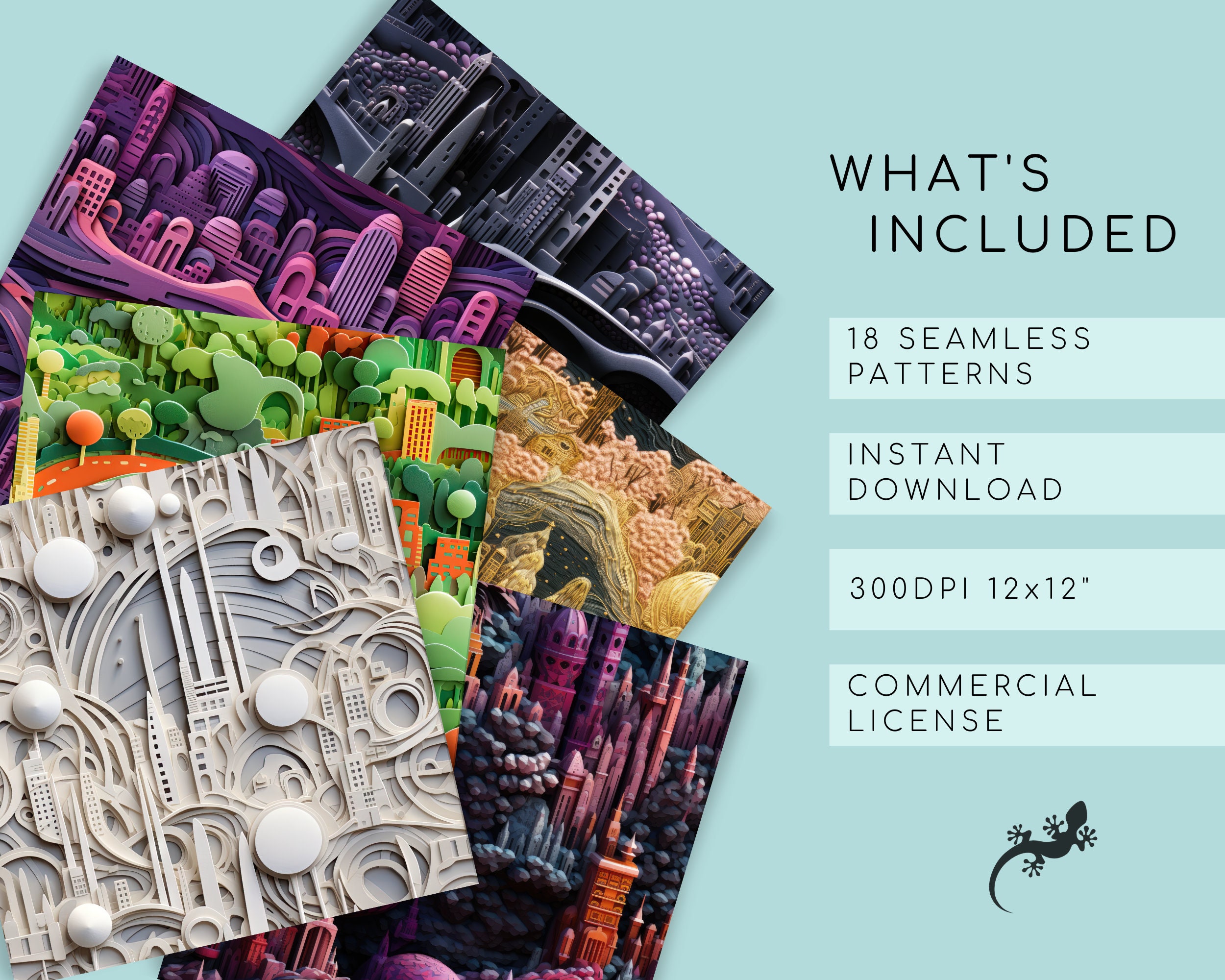 18 Futuristic Cities Seamless Pattern Bundle, Sci-fi Digital Paper ...