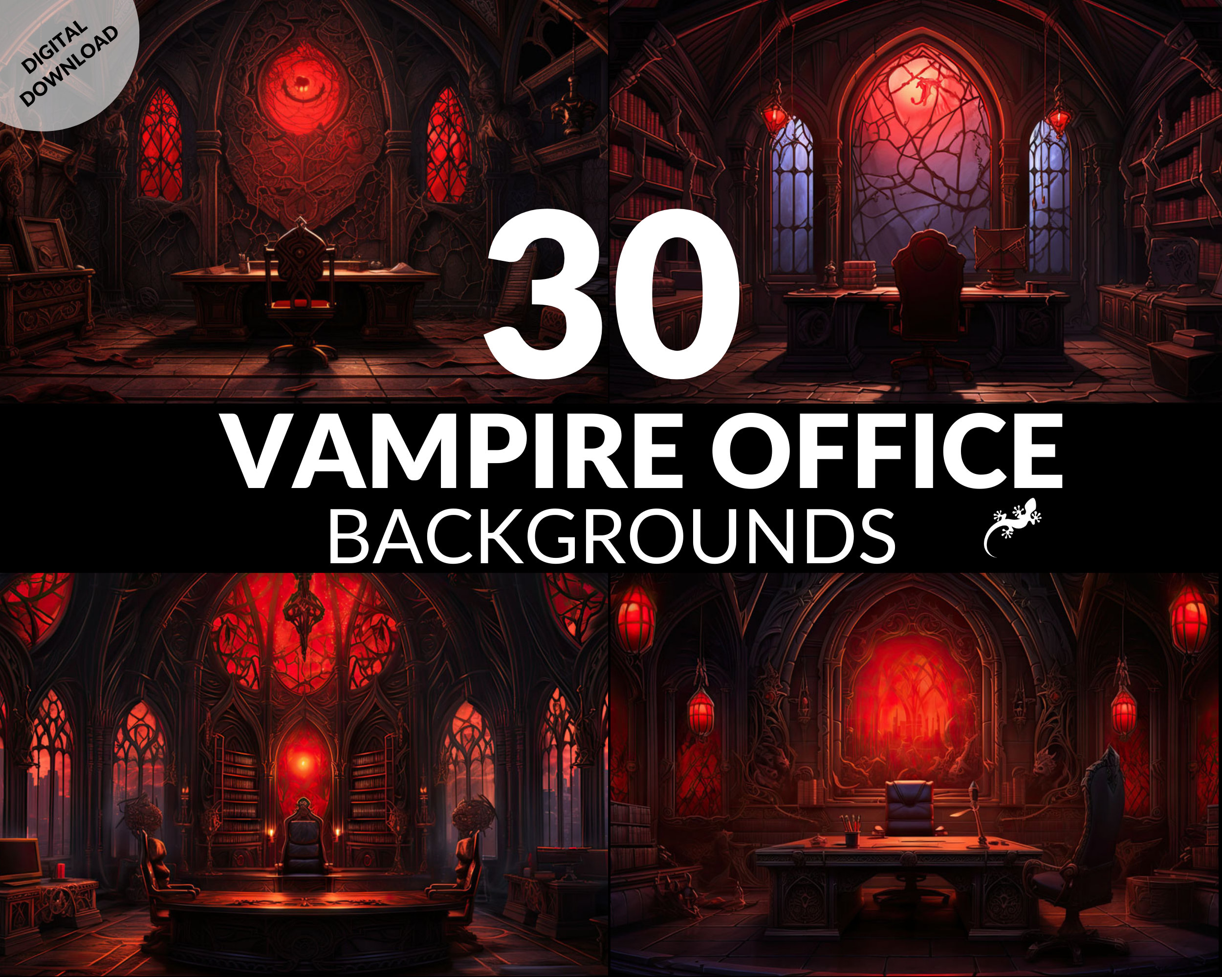 30 Vampire Office Vtuber Backgrounds, Gothic Stream Backgrounds, Twitch ...