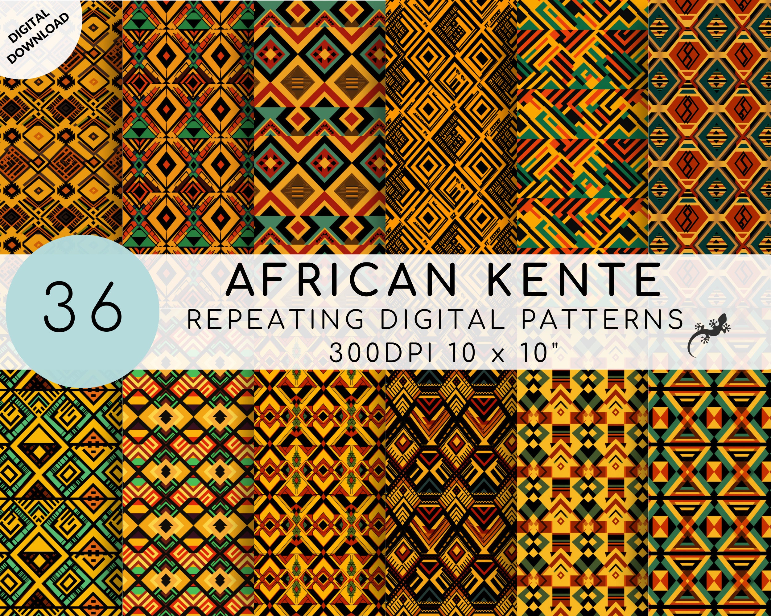 36 African Kente Inspired Seamless Digital Pattern Bundle, African ...