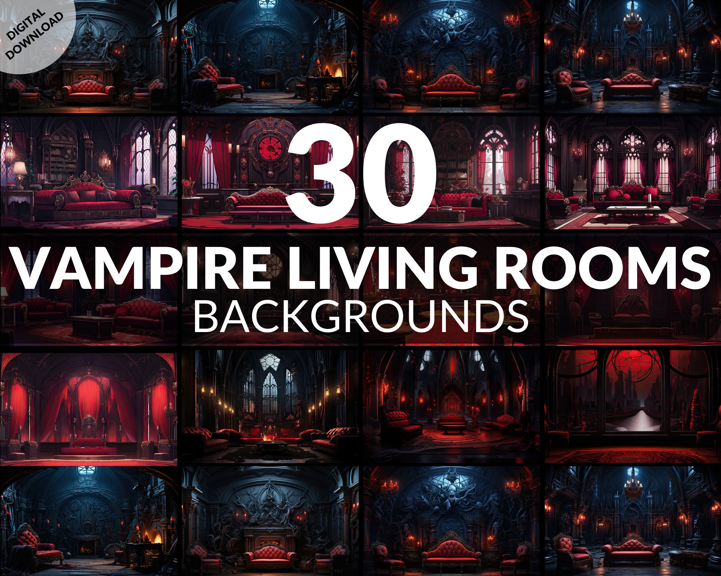 30 Vampire Living Room Vtuber Backgrounds, Gothic Stream Backgrounds ...