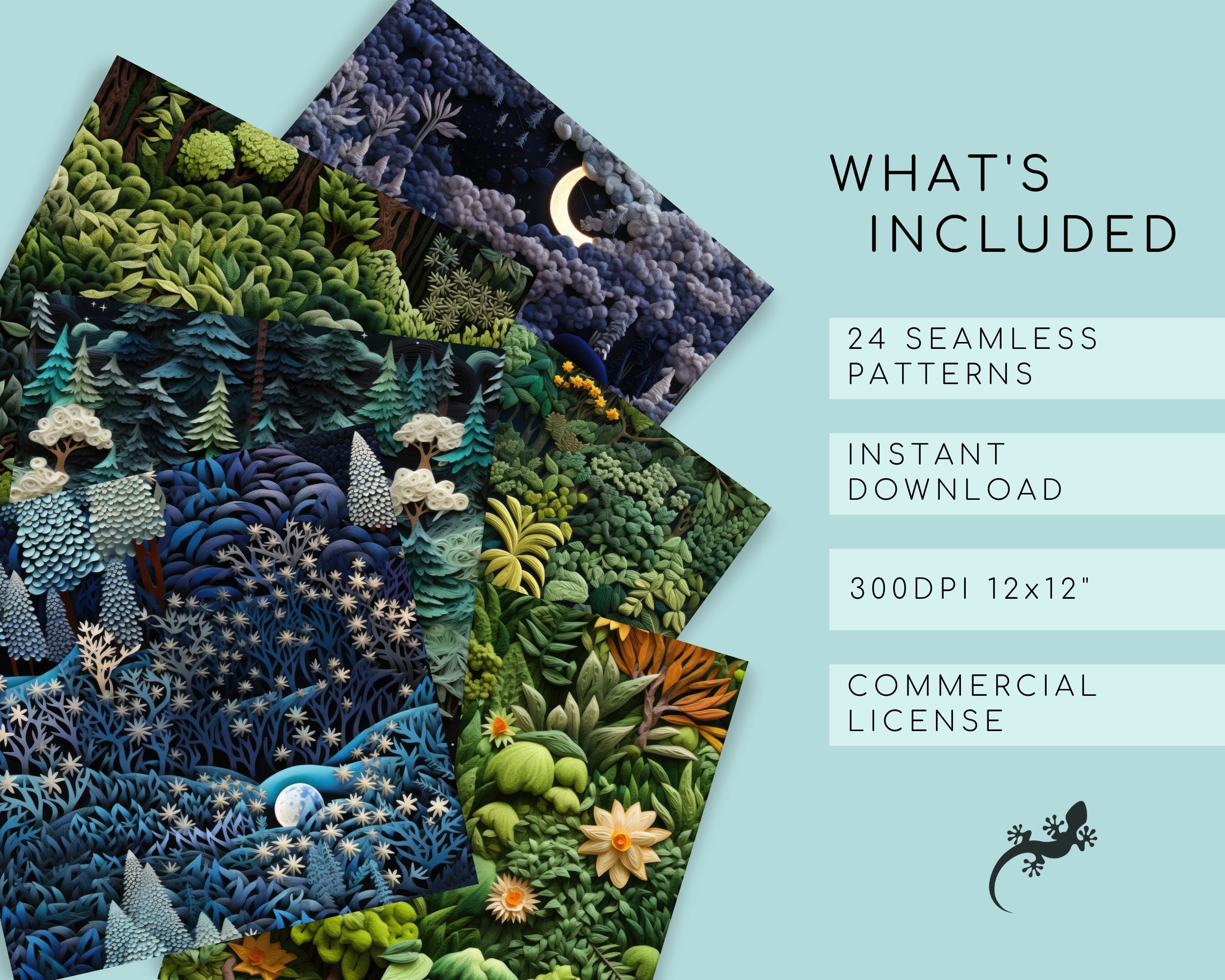 24 Forest Landscape Seamless Pattern Bundle, Forest Digital Paper ...