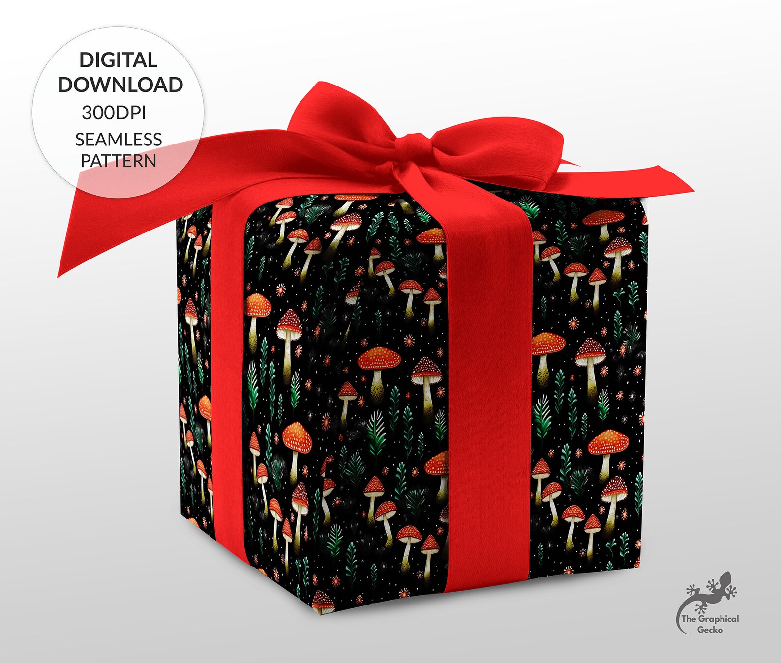 Seamless Digital Pattern, Winter Mushroom Digital Pattern, Mushroom ...