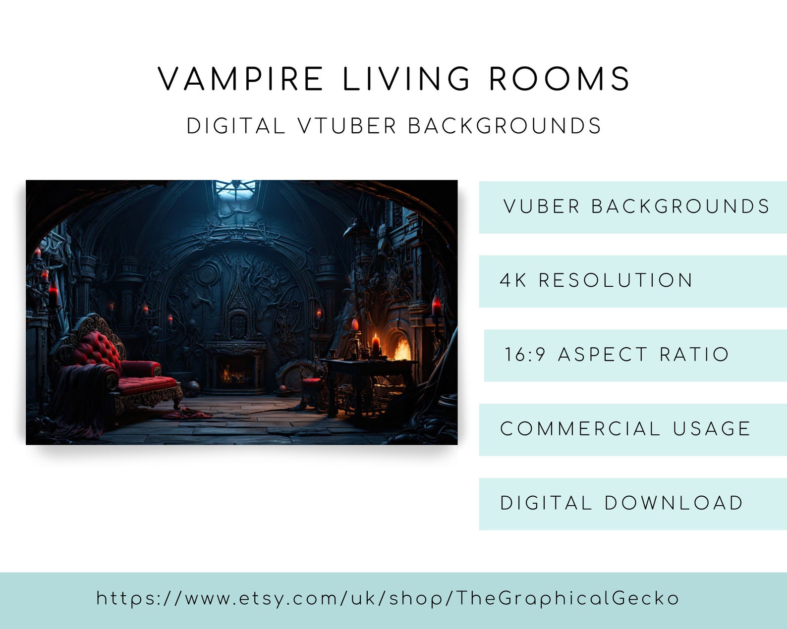 30 Vampire Living Room Vtuber Backgrounds, Gothic Stream Backgrounds ...