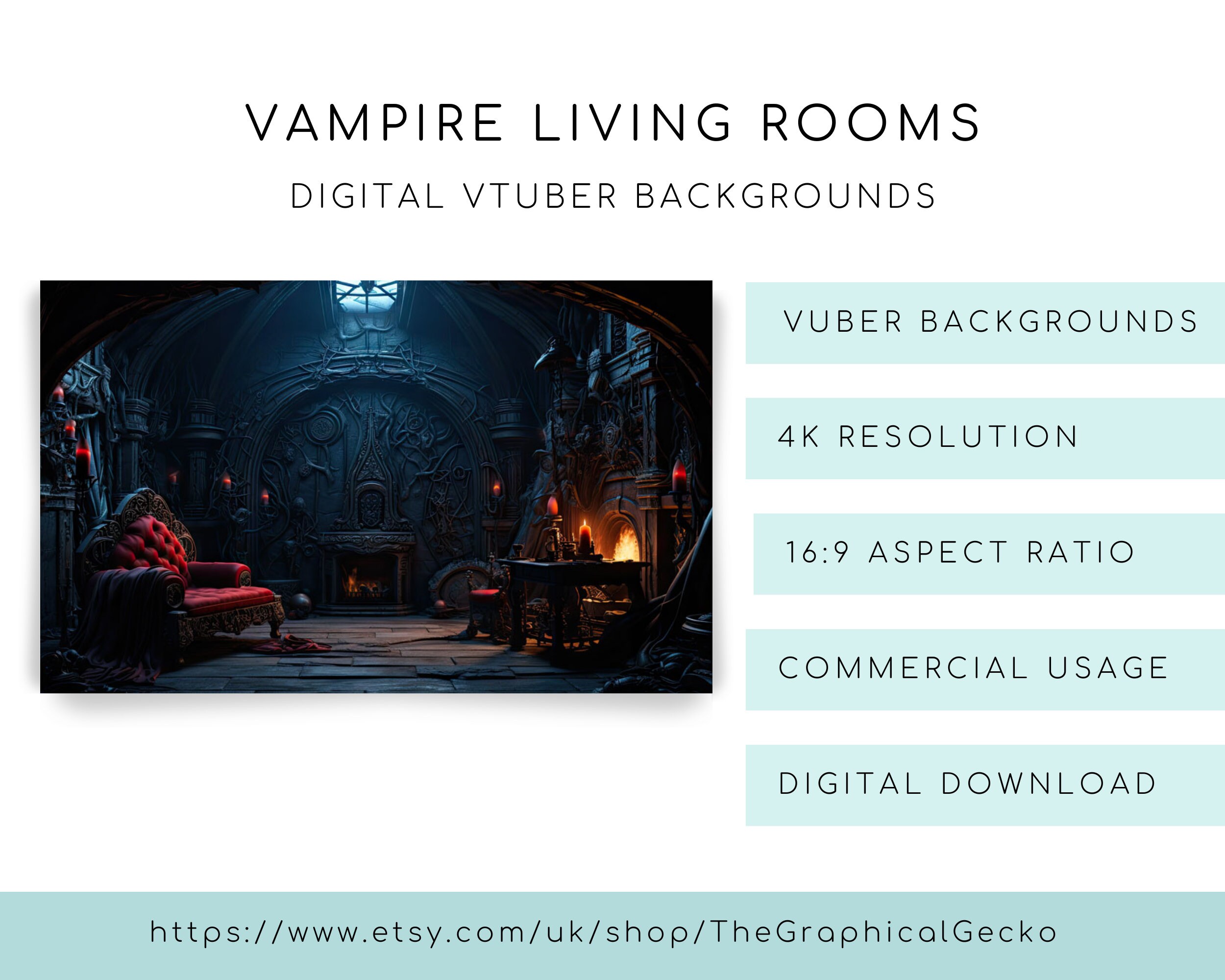 30 Vampire Living Room Vtuber Backgrounds, Gothic Stream Backgrounds ...