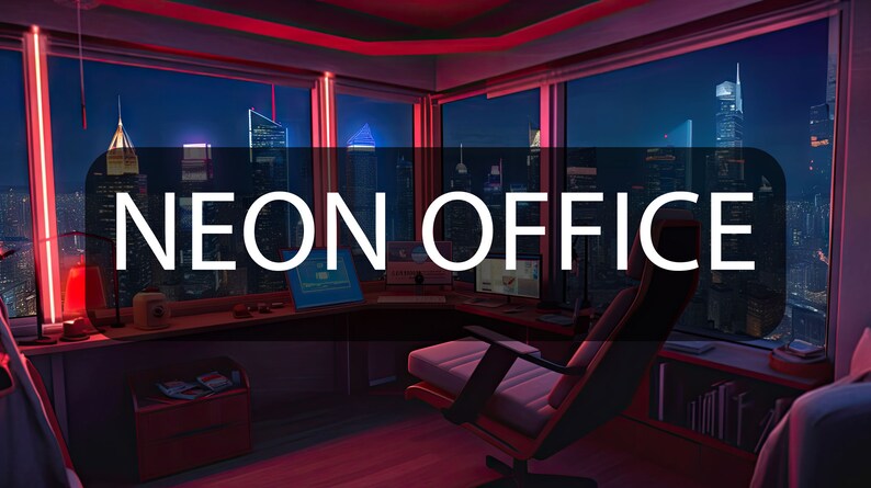 Neon Office Vtuber Backgrounds Bundle, Stream Backgrounds, Twitch ...