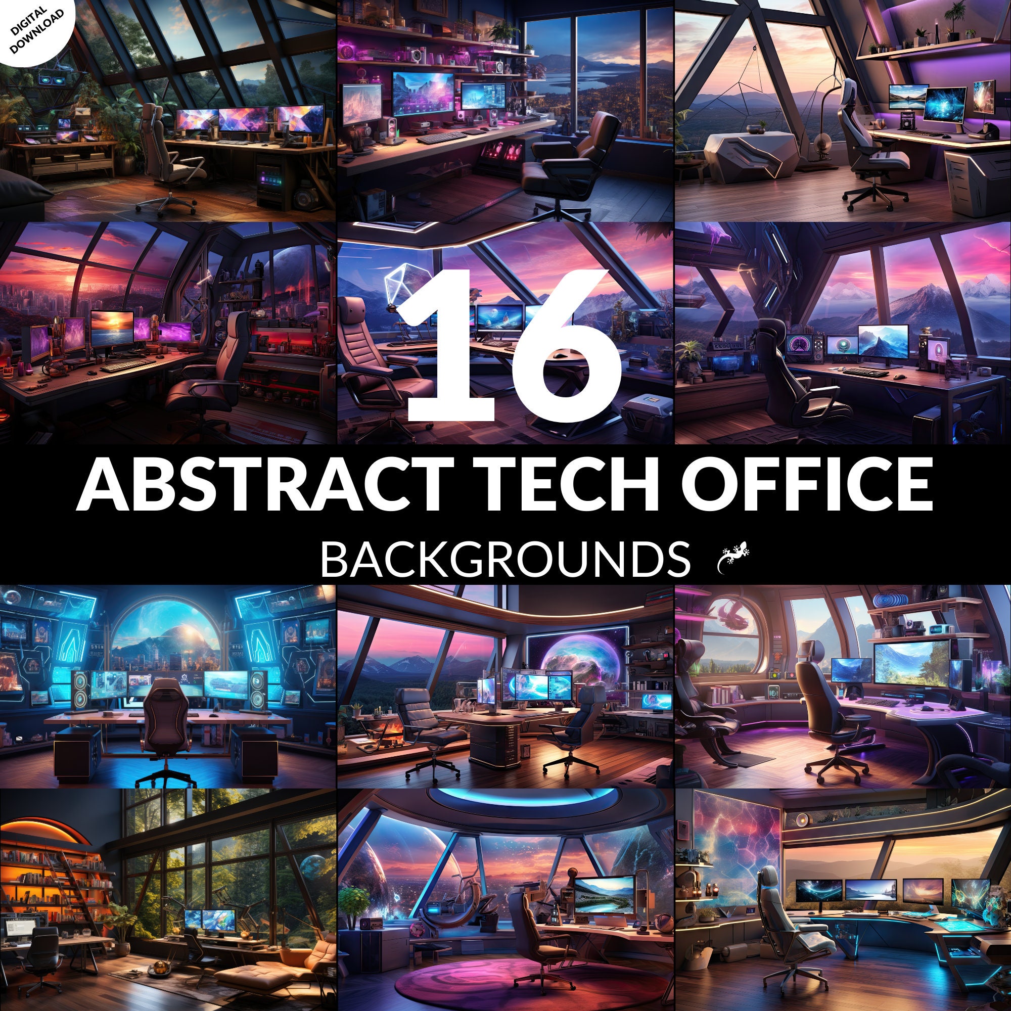 Vtuber Backgrounds Bundle, 98 X Abstract Vtuber Tech Twitch Zoom ...