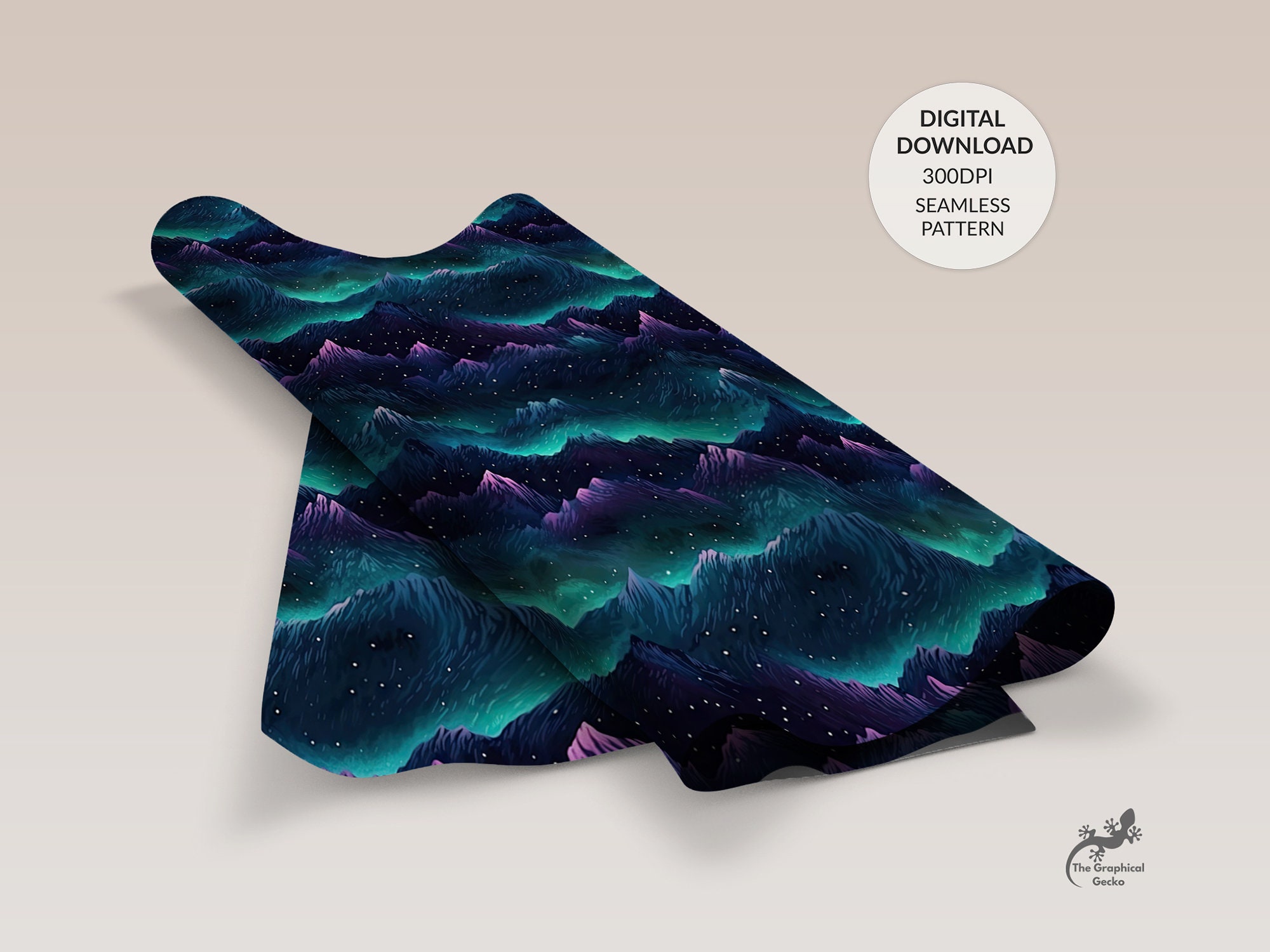 Seamless Digital Pattern, Night Sky Seamless Pattern, Mountain ...