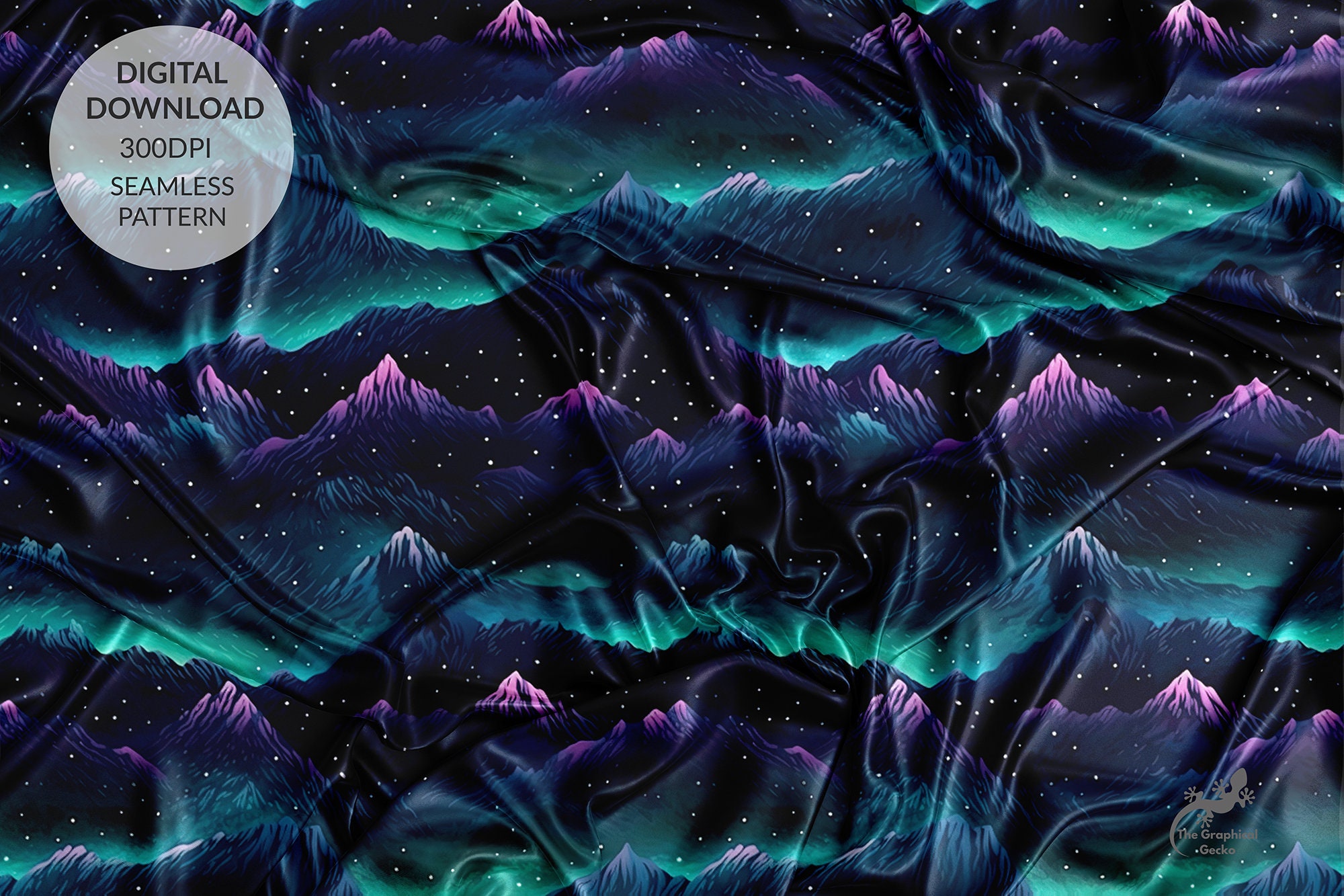 Seamless Digital Pattern, Night Sky Seamless Pattern, Mountain ...