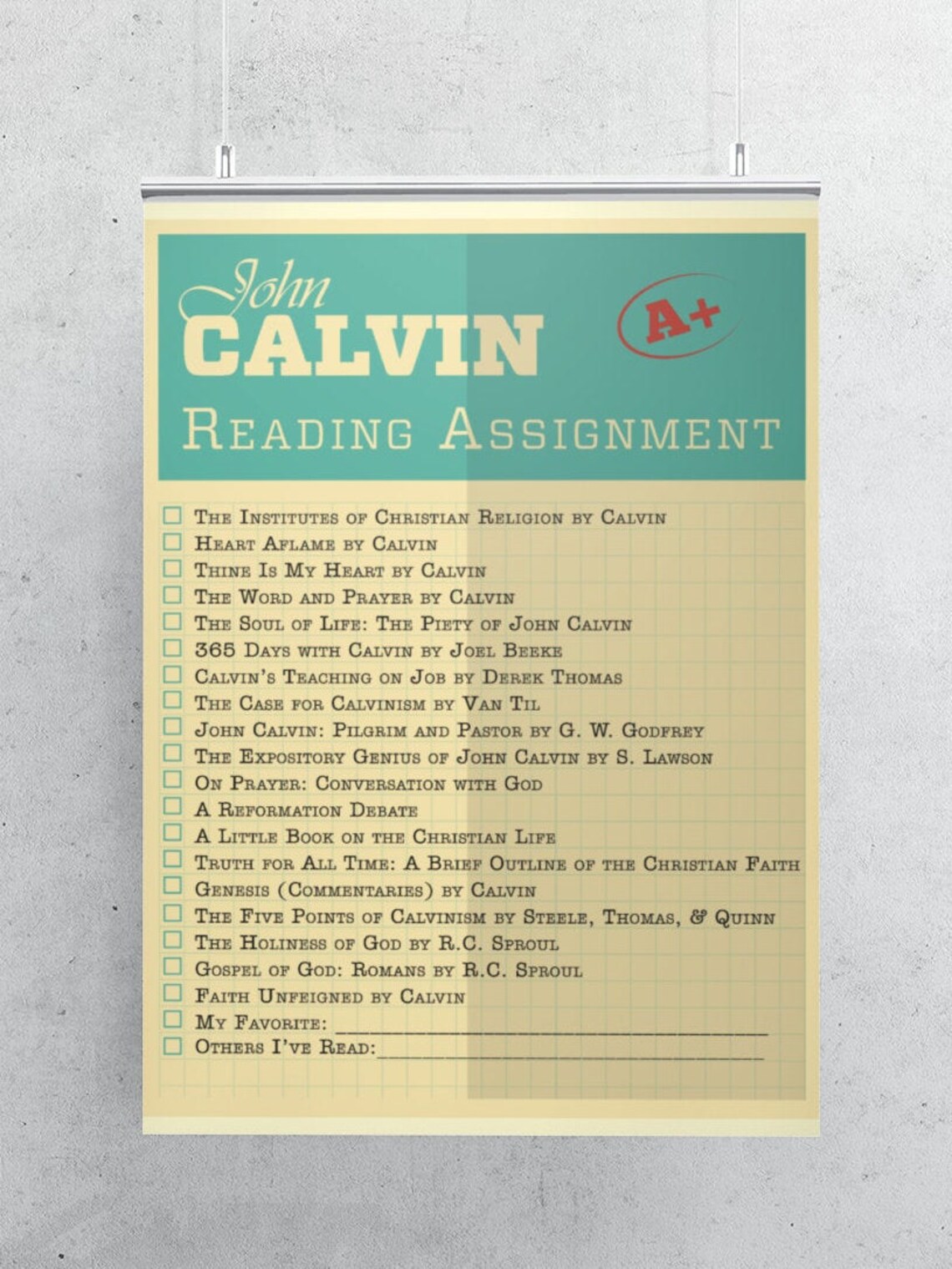 Homework Series: John Calvin Reading Assignment. Poster - Etsy
