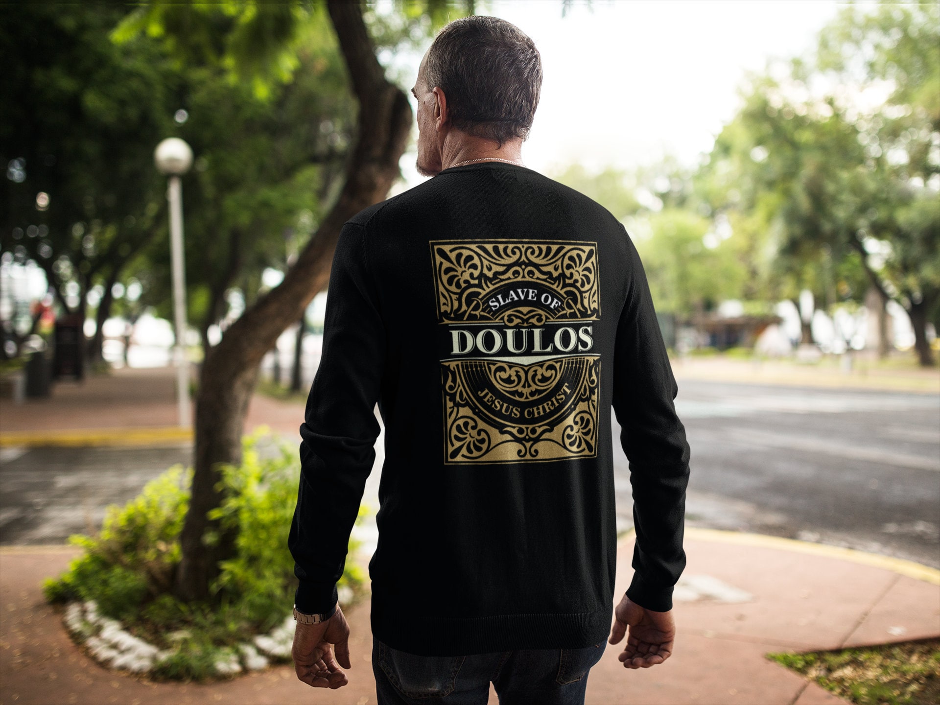 Doulos (δοῦλος) - Slave of Jesus Christ - Long Sleeve Fitted Crew ...