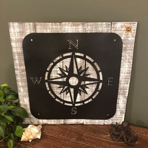 Metal Compass Wood Sign / Compass Sign /handmade / Hand Painted ...