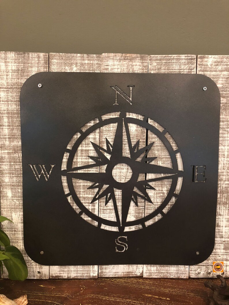 Metal Compass Wood Sign / Compass Sign /handmade / Hand Painted ...