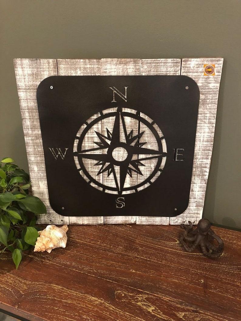 Metal Compass Wood Sign / Compass Sign /handmade / Hand Painted ...
