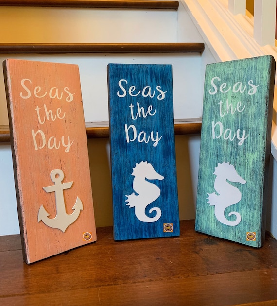 Sea Sign Seas the Day / Seahorse Sign / Anchor | Etsy