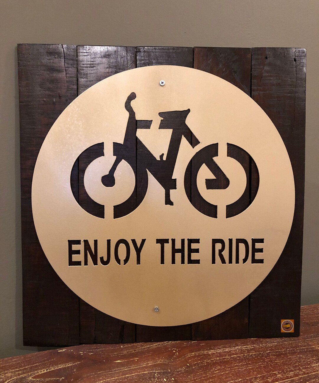 Wooden Sign "enjoy THE Ride" / Bicycle Metal Sign / Bike Lovers ...
