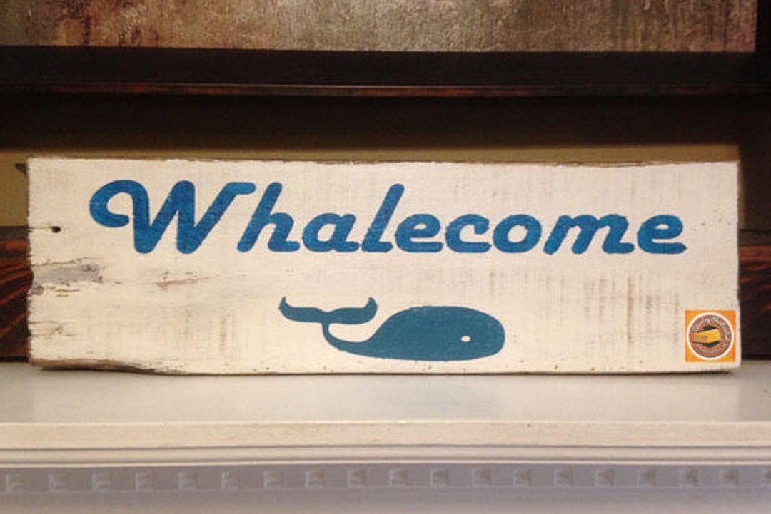 Beach Decor Whalecome Sign / Nautical Coastal Sign - Etsy.de