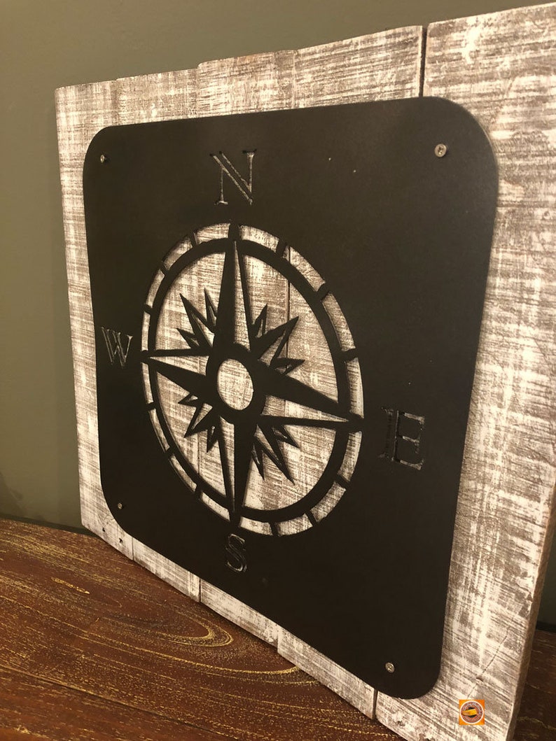 Metal Compass Wood Sign / Compass Sign /handmade / Hand Painted ...