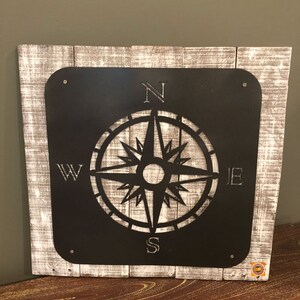 Metal Compass Wood Sign / Compass Sign /handmade / Hand Painted ...