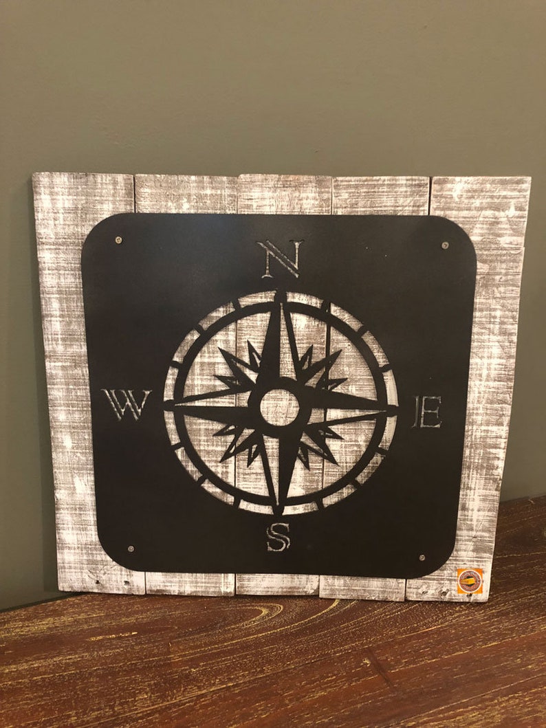 Metal Compass Wood Sign / Compass Sign /handmade / Hand Painted ...