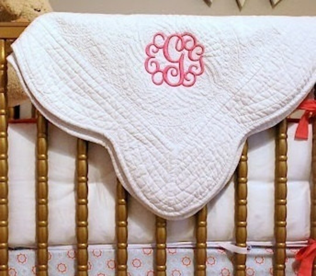 Monogrammed Quilt / Personalized Baby Quilt / Matelasse Baby Blanket ...