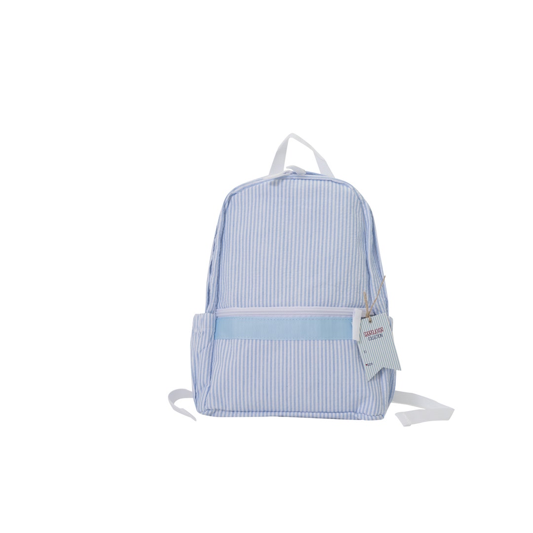 Toddler Light Blue Seersucker Backpack With Name or Monogram - Etsy