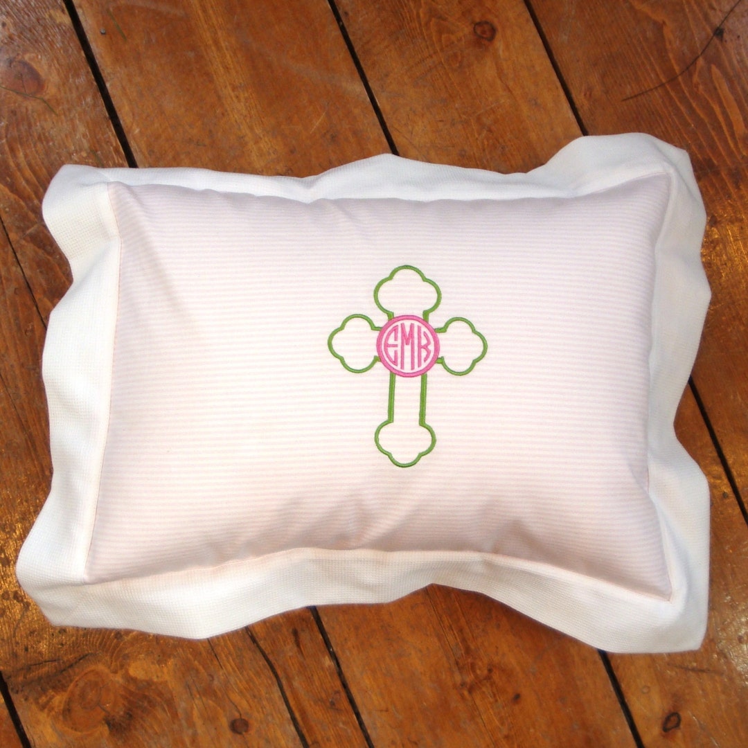 Christening Gift / Personalized Cross Pillow / Monogrammed Pillow With ...