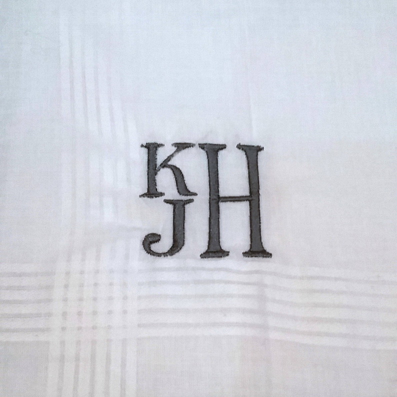 Mens Stacked Monogram on Handkerchief / Monogrammed Mens | Etsy