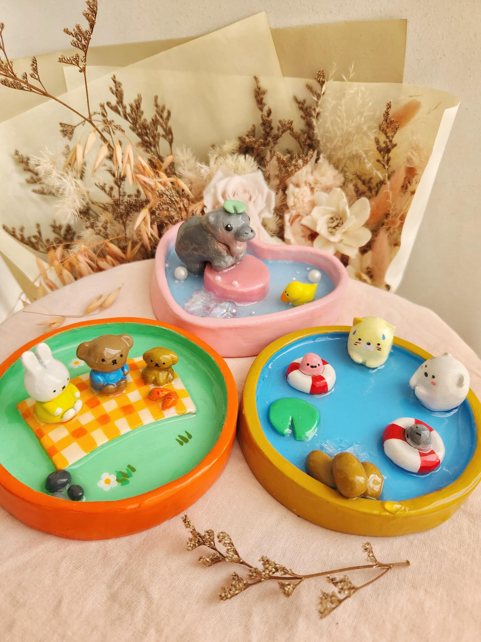 DISCOUNTED Moo Deng Pygmy Hippo Coquette Clay Trinket Dish Pastel ...