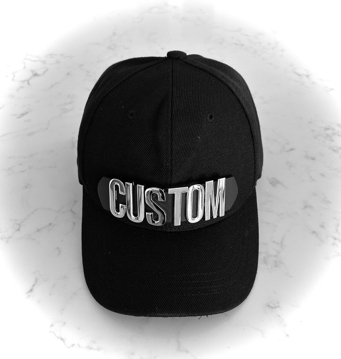 Custom Word Baseball Hat With Huge 30mm Letters in Silver or - Etsy