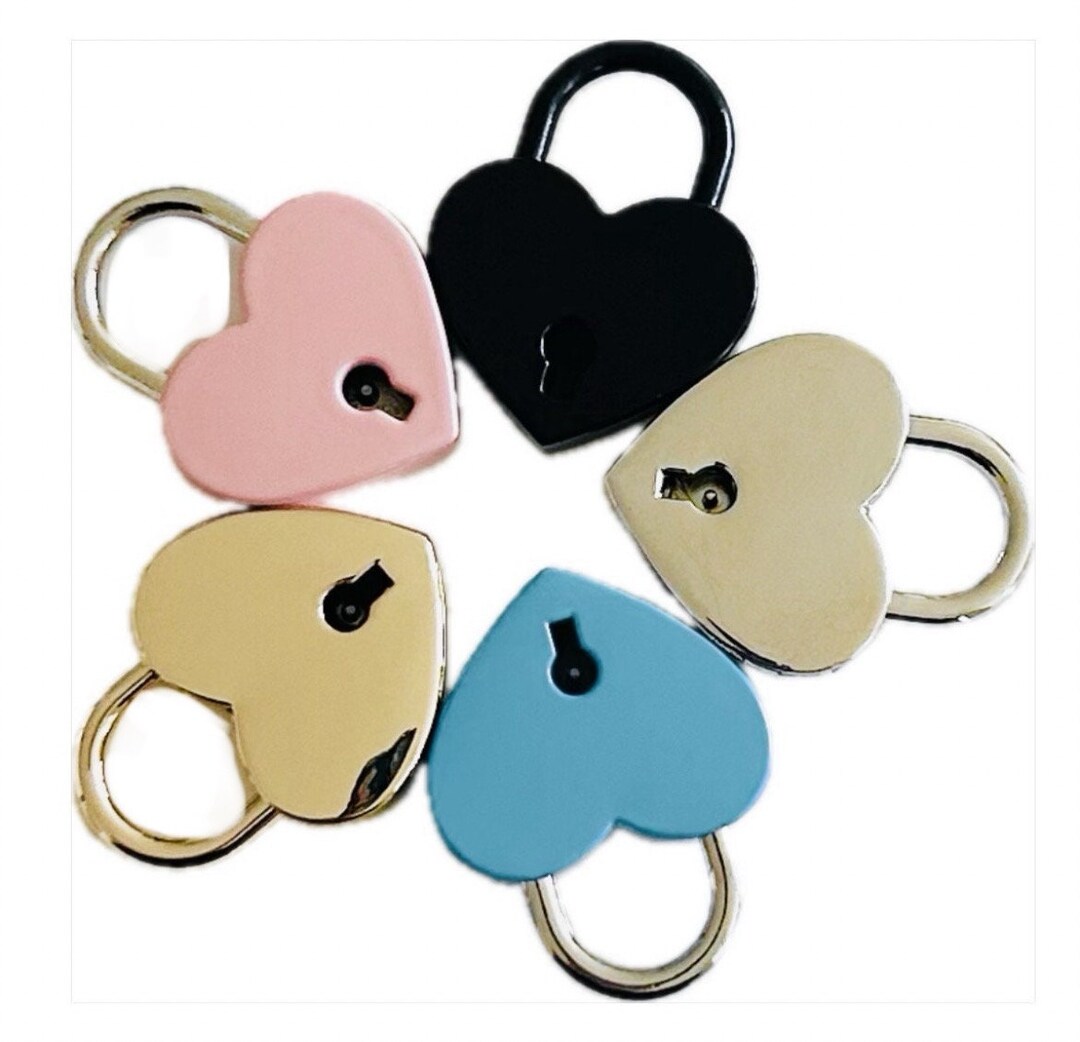 Heart Lock and Key Pendant Add On, Silver, Gold, Pink or Blue - Etsy