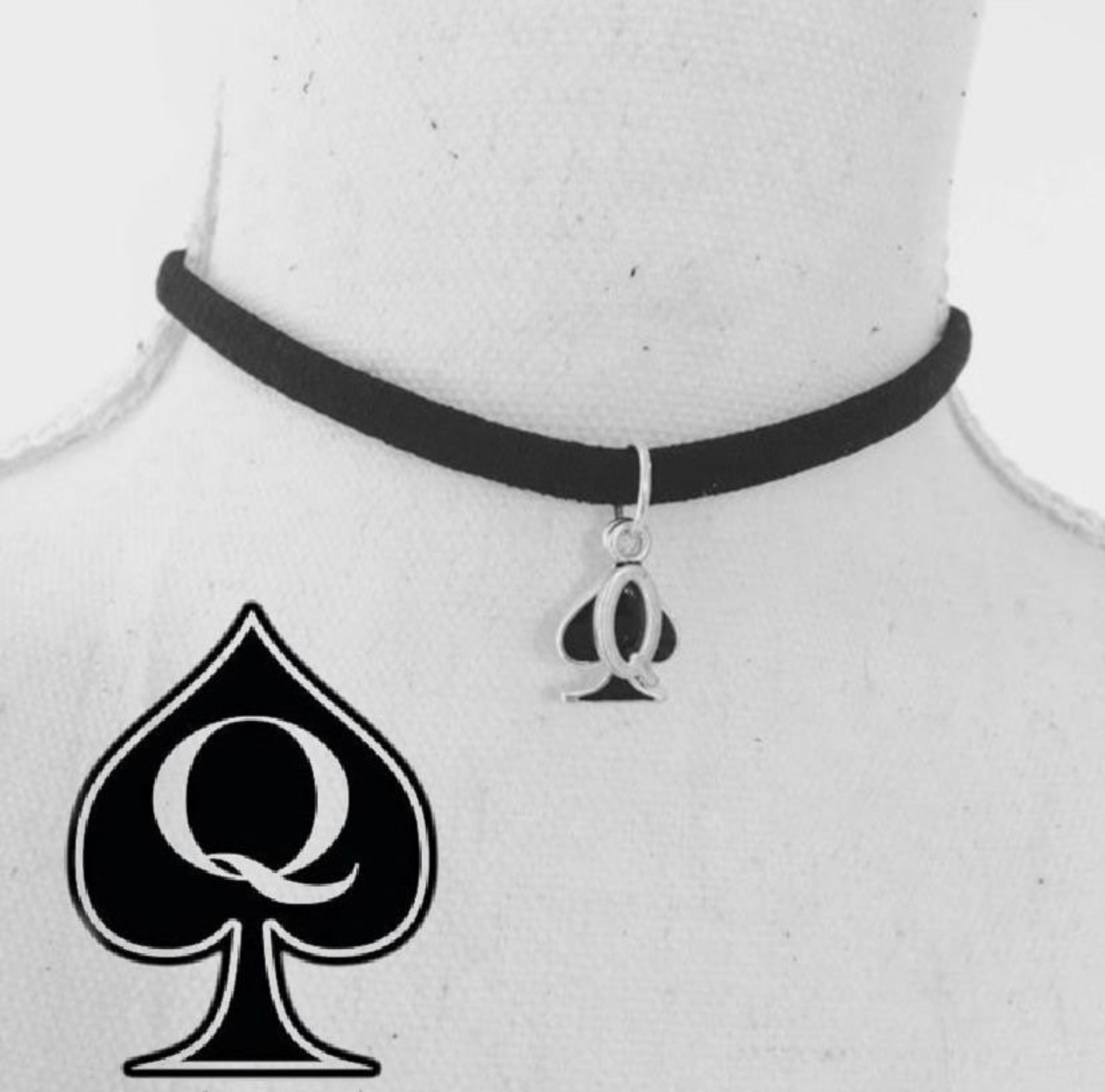 Queen of Spades Elastic Choker or Pendant Necklace. QOS. - Etsy