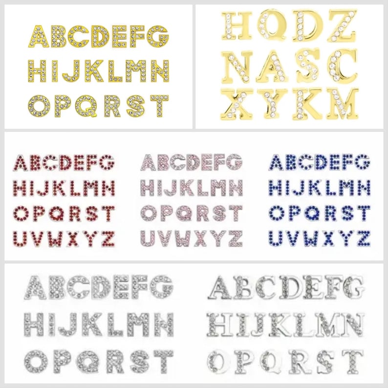 8mm Hole, 12mm Size Slide Letters in Various Styles for Crafting and ...