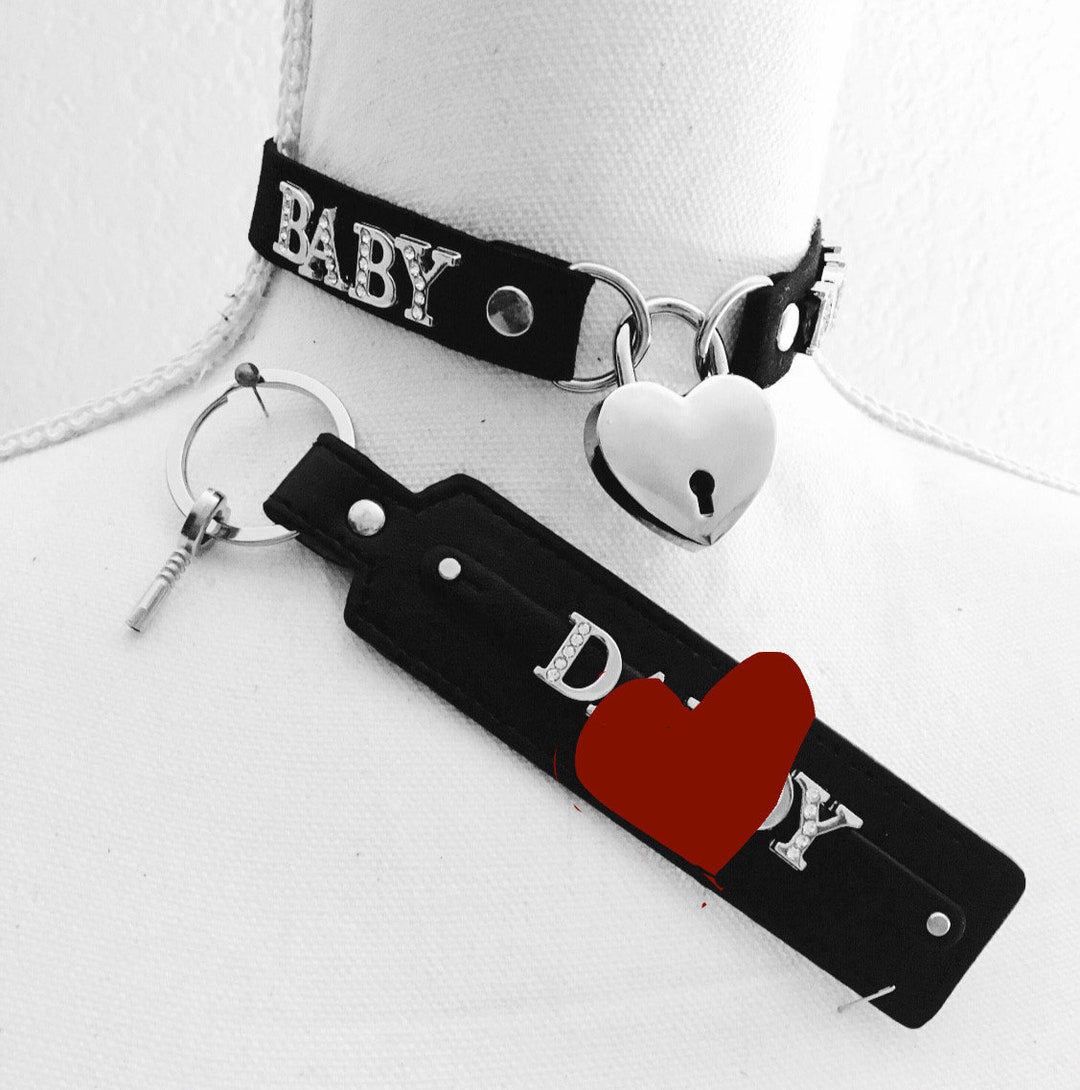 Custom Lock Collar and Owners Keychain-choker. Choose Your Words - Etsy